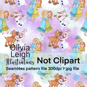 Princess Elsa and Anna Frozen Olaf Cute Seamless Pattern. - Etsy