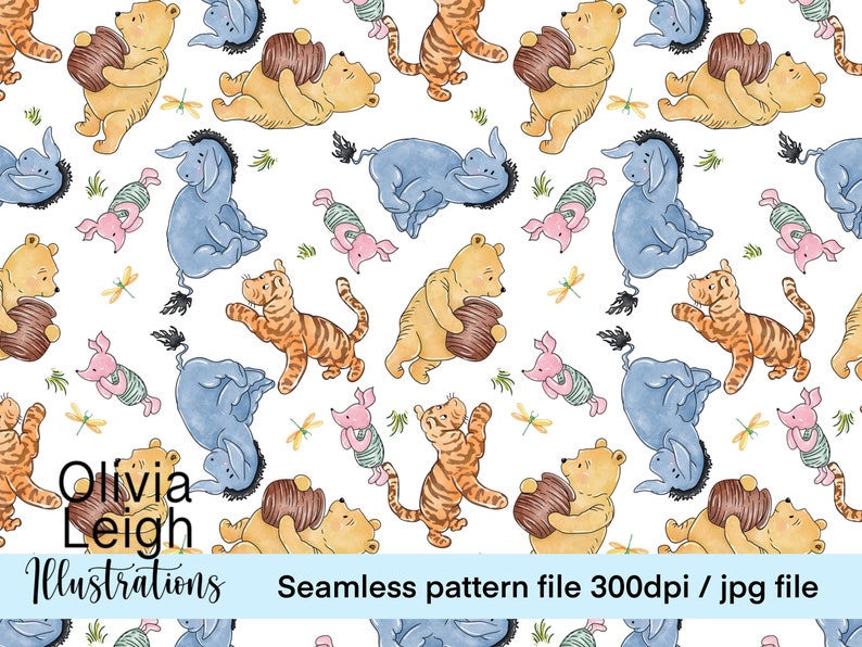 Classic Winnie the Pooh Seamless Pattern. Digital Paper. - Etsy