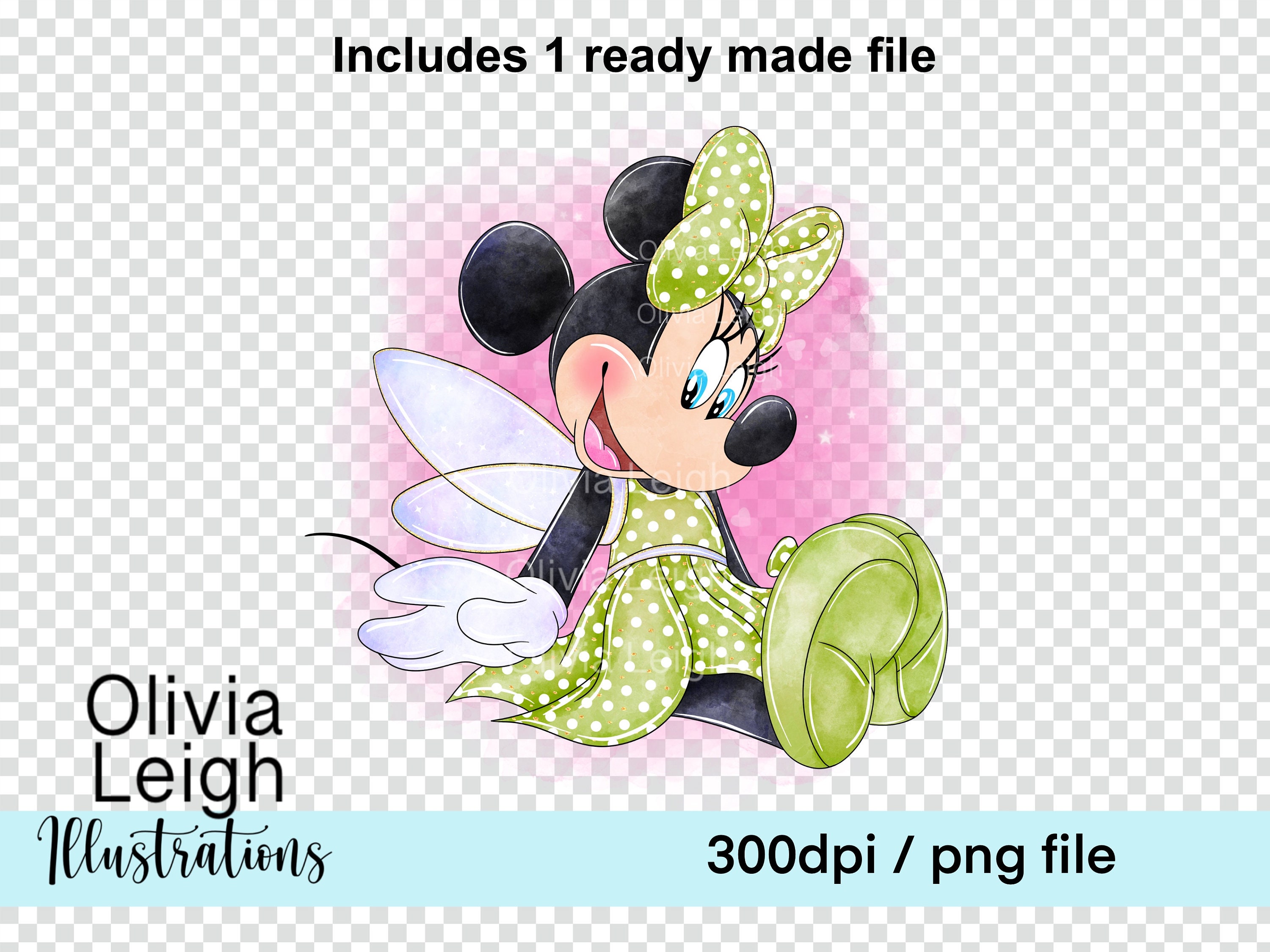 Minnie Mouse Cute Fairies Clipart PNG Files DIGITAL DOWNLOAD Children's ...