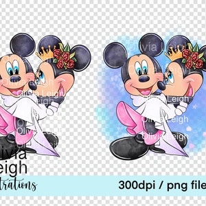 Cute Mickey and Minnie Mouse Wedding Day Clipart Sublimation PNG Files ...