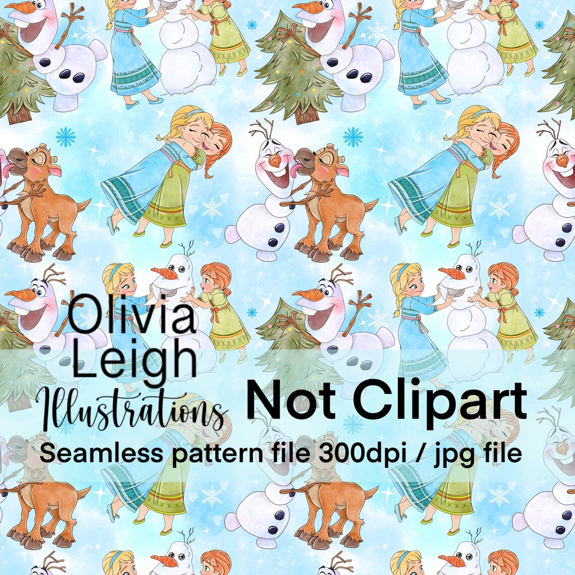 Princess Elsa and Anna Frozen Olaf Cute Seamless Pattern. - Etsy