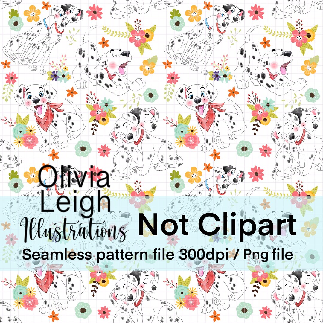 Cute 101 Dalmatians Repeat Seamless Pattern. Digital Paper. DIGITAL ...