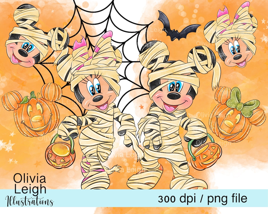 Set of Halloween Mickey and Minnie Mouse Clipart PNG Files DIGITAL ...