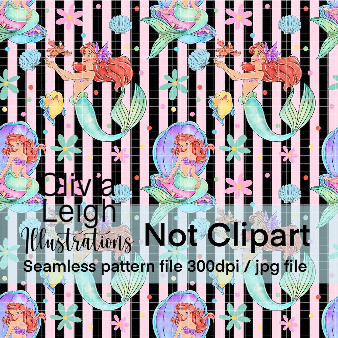Princess Ariel Seamless Repeat Pattern. Digital Paper. DIGITAL DOWNLOAD ...