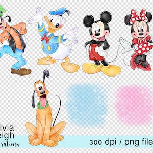 Set of Mickey Mouse and Friends Cute Clipart PNG Files DIGITAL - Etsy