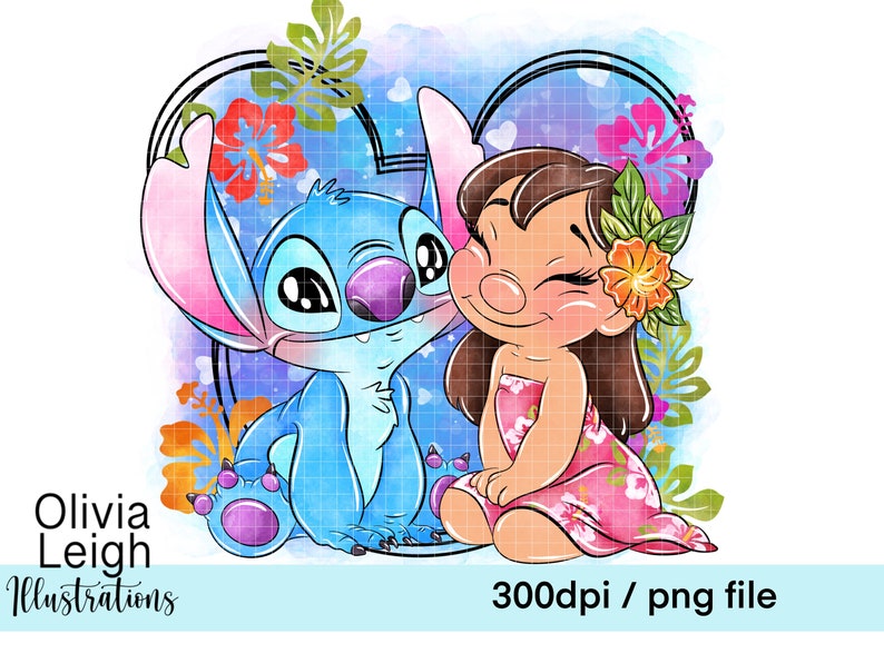 Lilo and Stitch Cute Clipart PNG Files Hand Drawn DIGITAL DOWNLOAD ...