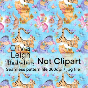 Cute Spring Time Winnie the Pooh, Eeyore, Tigger and Piglet Seamless ...