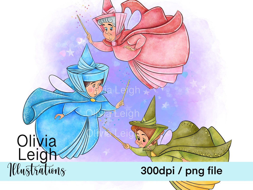 The Good Fairies Sleeping Beauty Princess Clipart PNG Files DIGITAL ...
