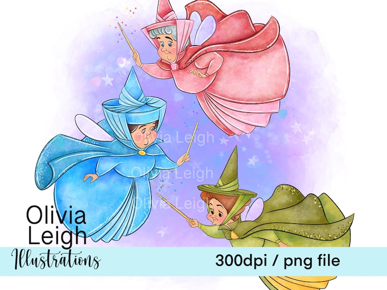 The Good Fairies Sleeping Beauty Princess Clipart PNG Files - Etsy