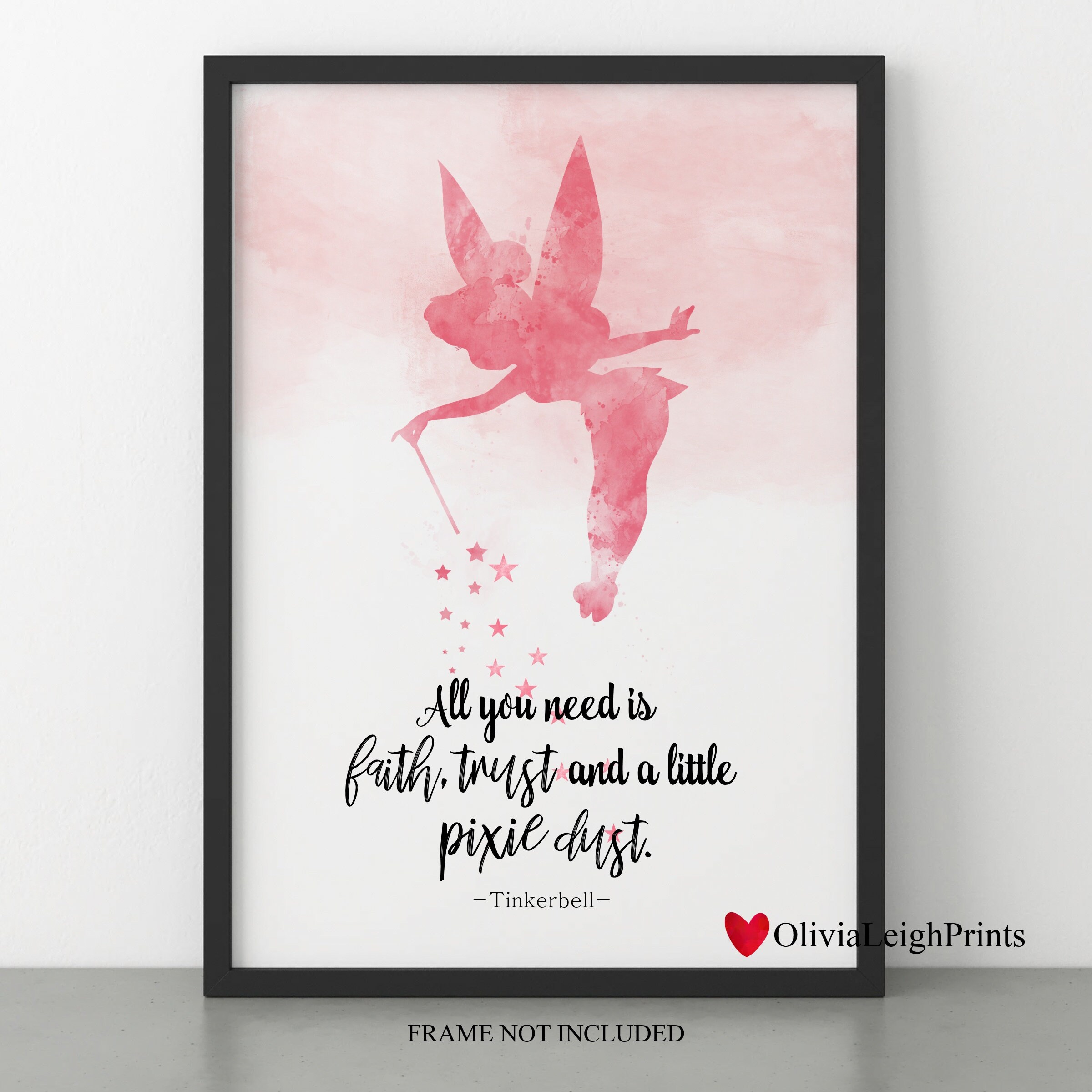 Tinkerbell Watercolour Word Quote Print-Wall Art-Gift-Nursery | Etsy