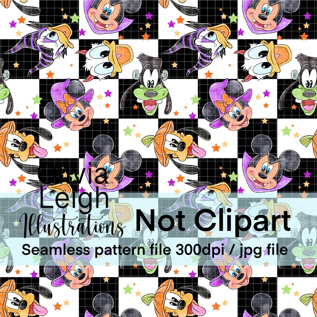 Minnie, Mickey and Friends Halloween Seamless Repeat Pattern. Digital ...