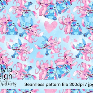 Set of 9 Cute Lilo and Stitch Seamless Patterns. Digital Paper. DIGITAL ...
