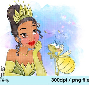Princess Tiana and Ray Cute Clipart PNG Files DIGITAL DOWNLOAD ...