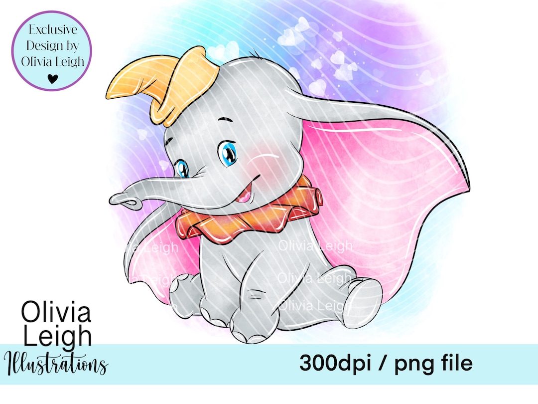 Cute Baby Dumbo Clipart Sublimation PNG Files DIGITAL DOWNLOAD ...