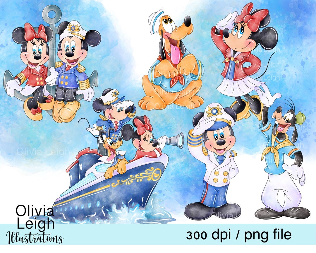 Mickey and Friends Boat Cruise Cute Clipart Set PNG Files DIGITAL ...