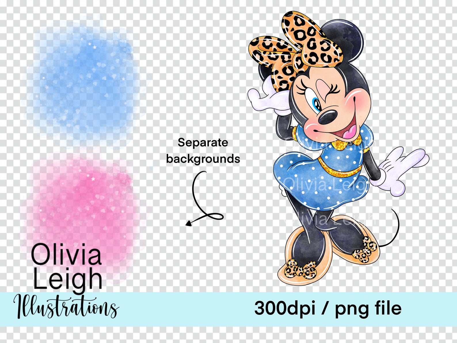 Minnie Cute Leopard Print Clipart PNG Files DIGITAL DOWNLOAD - Etsy