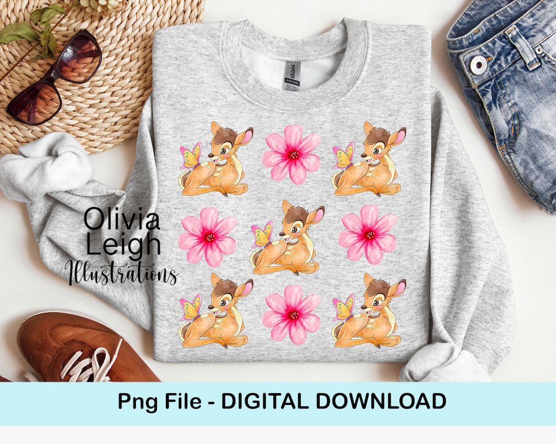 Cute Bambi Floral PNG Shirt Design File DIGITAL DOWNLOAD - Etsy
