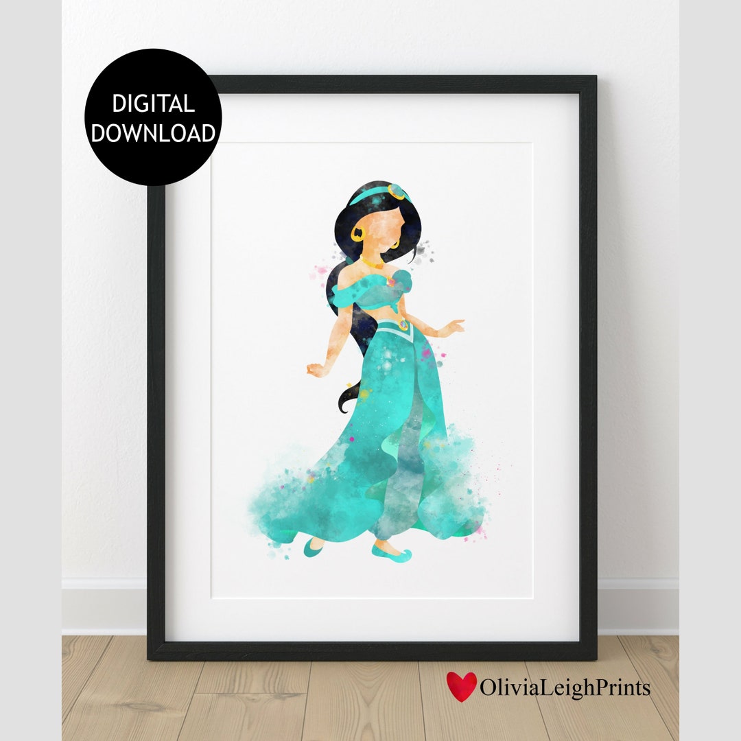 Princess Jasmine Watercolour Art Print-wall Art-gift-nursery DIGITAL ...