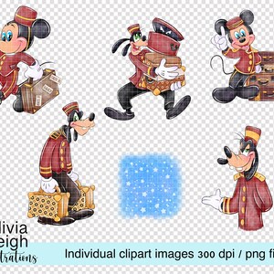 Cute Mickey and Goofy Haunted Mansion Clipart Set PNG Files Hand Drawn ...