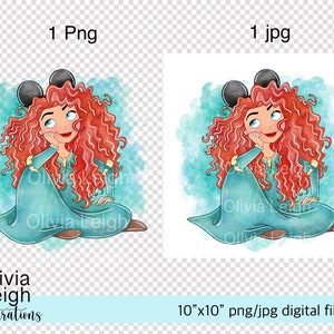 Princess Merida Brave Cute Clipart Sublimation PNG Files DIGITAL ...