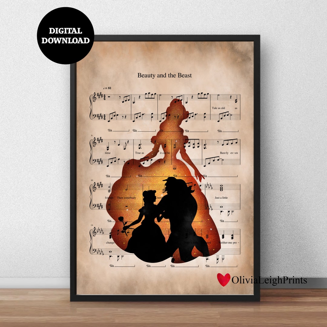 Princess Belle Beauty and the Beast Poster Music Sheet Print-wall Art ...