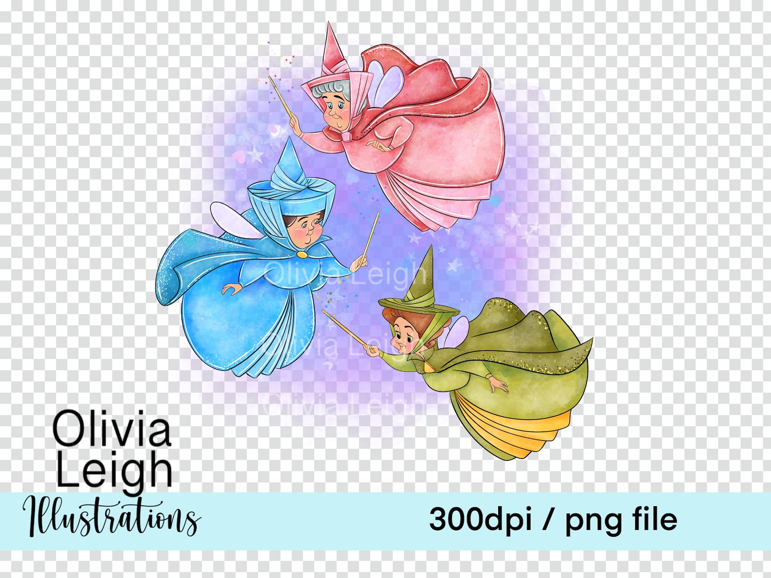 The Good Fairies Sleeping Beauty Princess Clipart PNG Files - Etsy