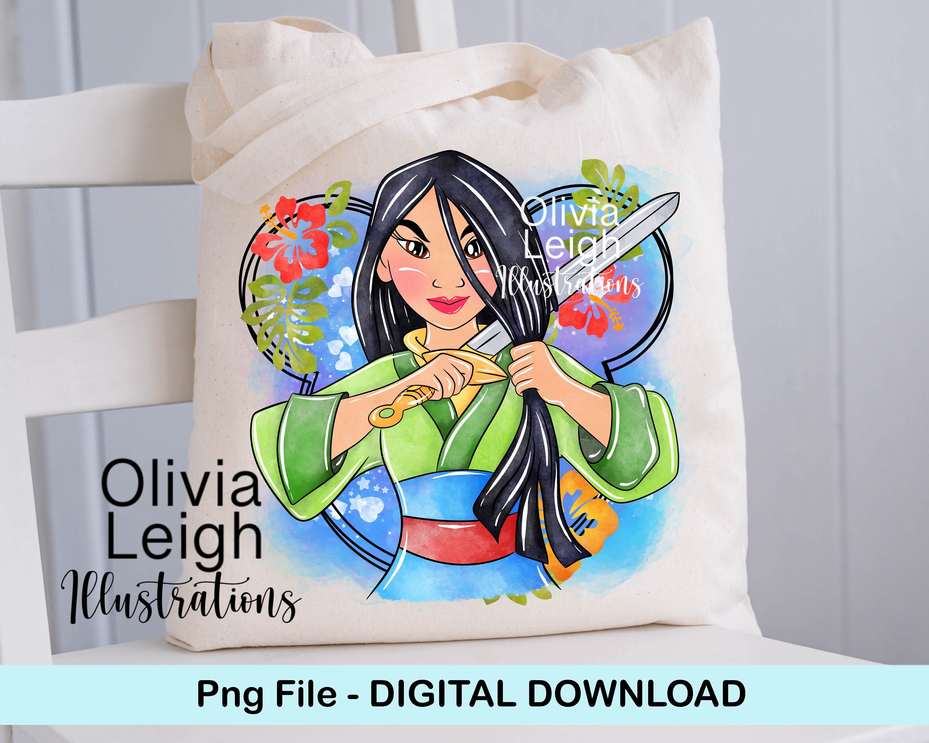 Cute Princess Mulan Clipart PNG Files Hand Drawn DIGITAL DOWNLOAD ...