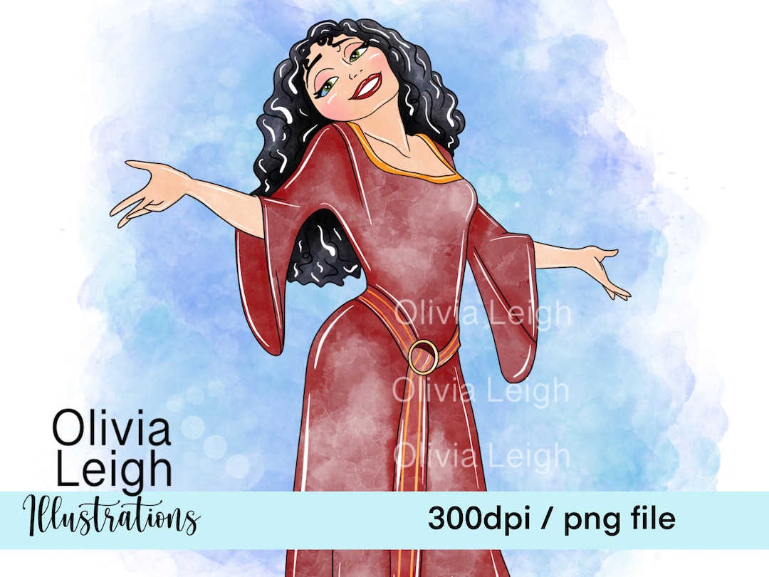 Princess Villain Mother Gothel Rapunzel Cute Clipart PNG Files DIGITAL ...