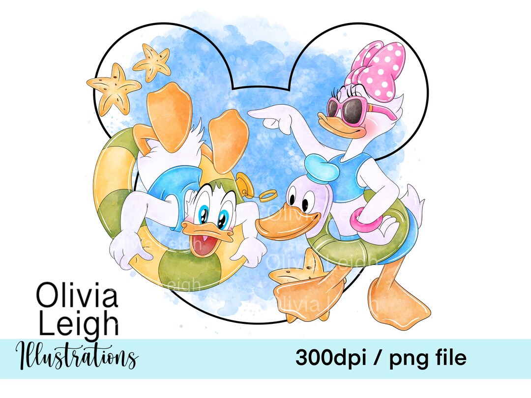 Donald Daisy Duck Cute Beach Clipart Sublimation PNG Files DIGITAL ...