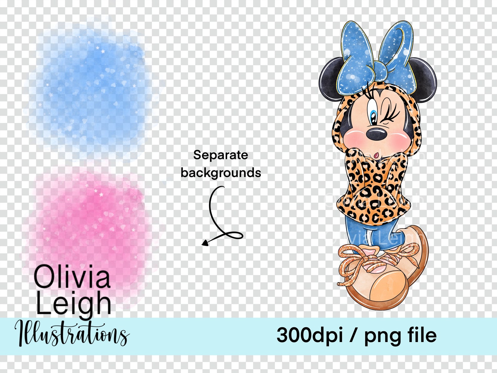Minnie Cute Leopard Print Clipart PNG Files DIGITAL DOWNLOAD Childrens ...