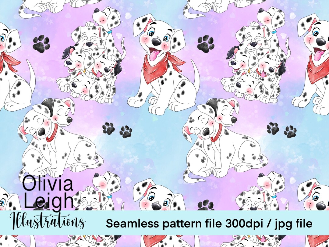 Cute 101 Dalmatians Puppy Dog Print Seamless Pattern. Digital - Etsy