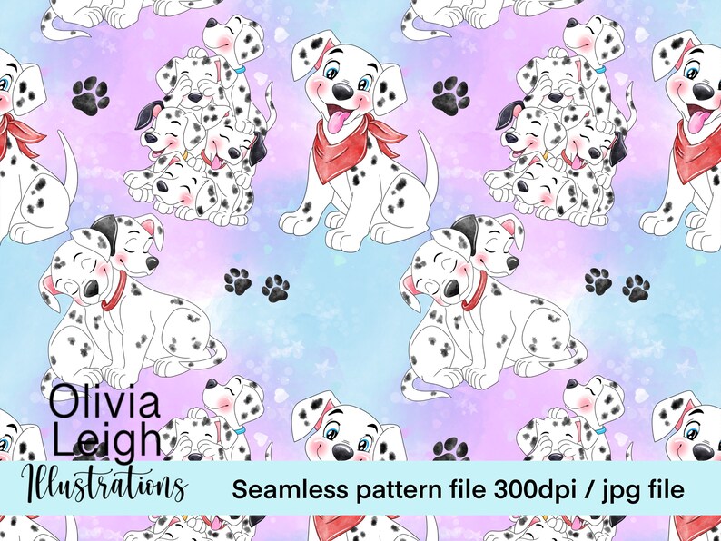 Cute 101 Dalmatians Puppy Dog Print Seamless Pattern. Digital - Etsy