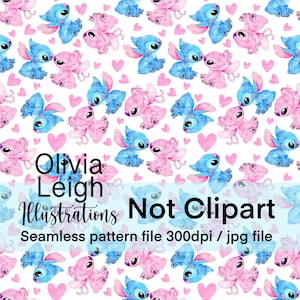 Cute Stitch and Angel Seamless Pattern. Digital Paper. DIGITAL DOWNLOAD ...