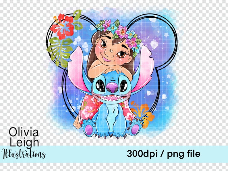 Lilo and Stitch Cute Clipart PNG Files Hand Drawn DIGITAL DOWNLOAD ...