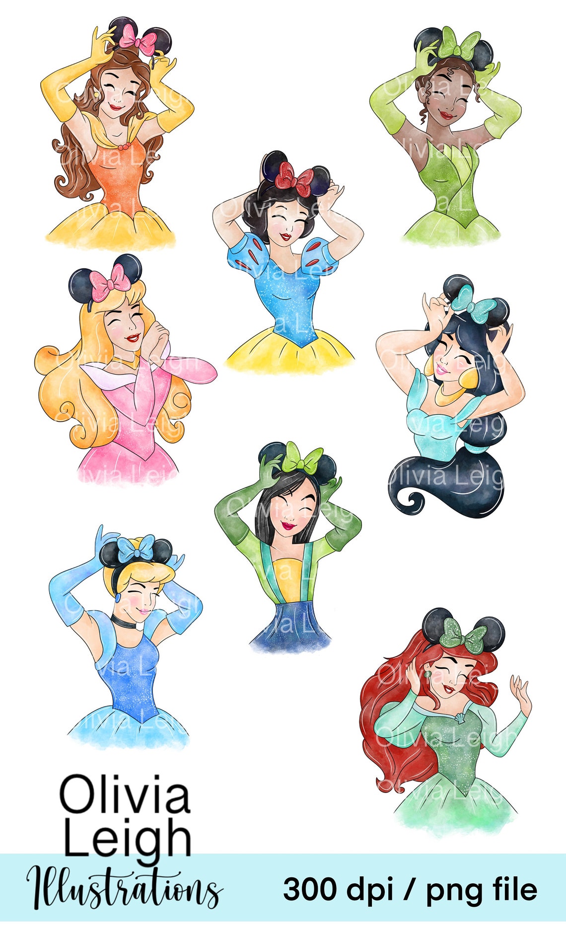 Set of Cute Princess Clipart PNG Files DIGITAL DOWNLOAD - Etsy