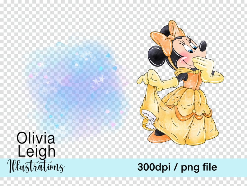 Minnie Mouse Princess Belle Cute Clipart PNG Files DIGITAL - Etsy