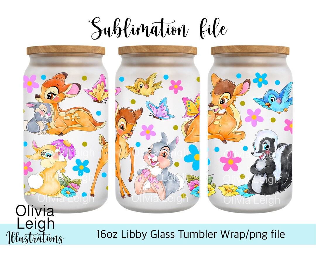 Cute Bambi and Thumper Wrap PNG File DIGITAL DOWNLOAD 16oz Glass ...