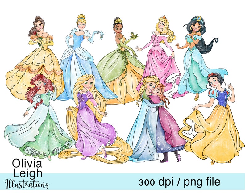 Set of Princess Belle Cinderella Snow White Rapunzel Elsa - Etsy
