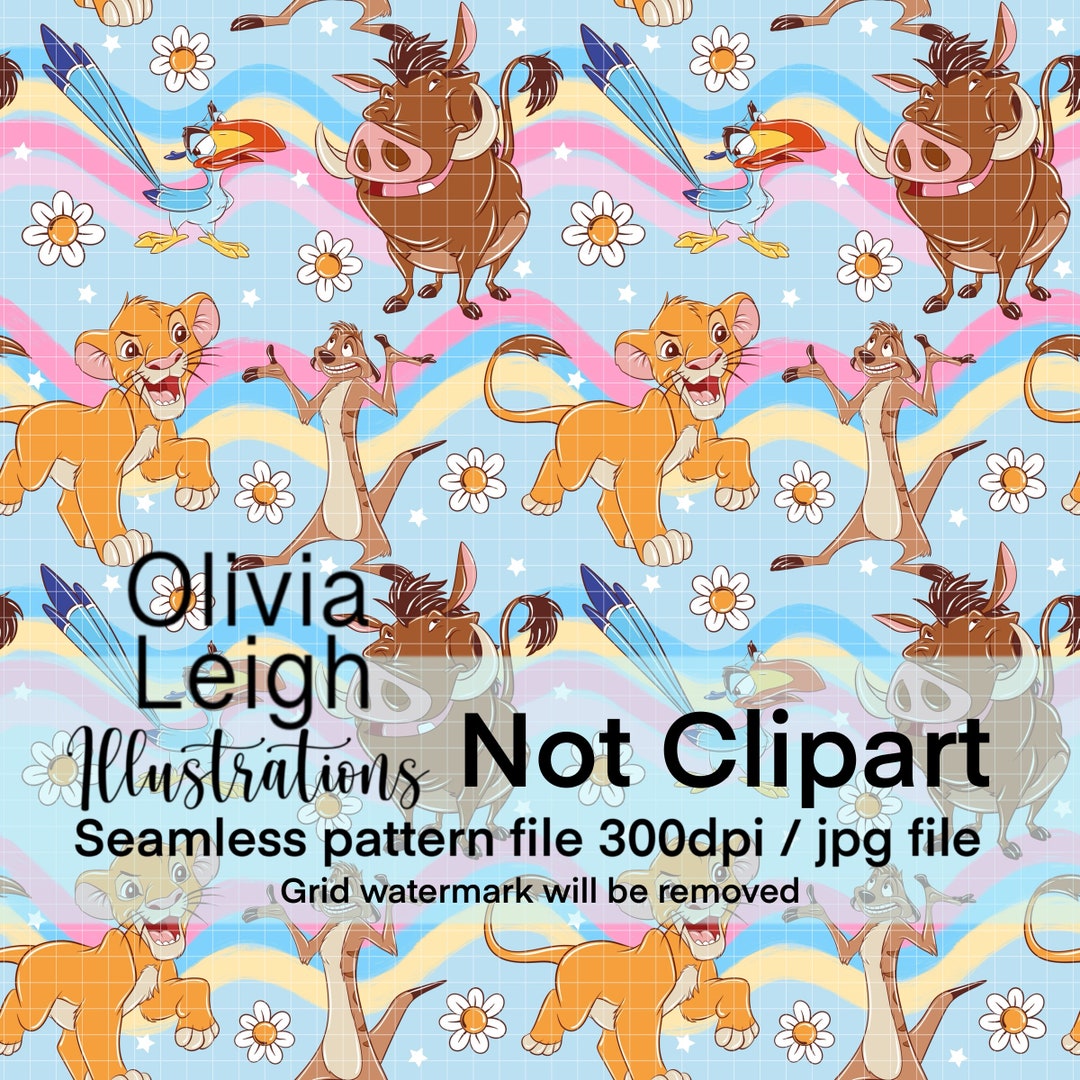 The Lion King Cute Blue Seamless Pattern. Digital Paper. DIGITAL ...