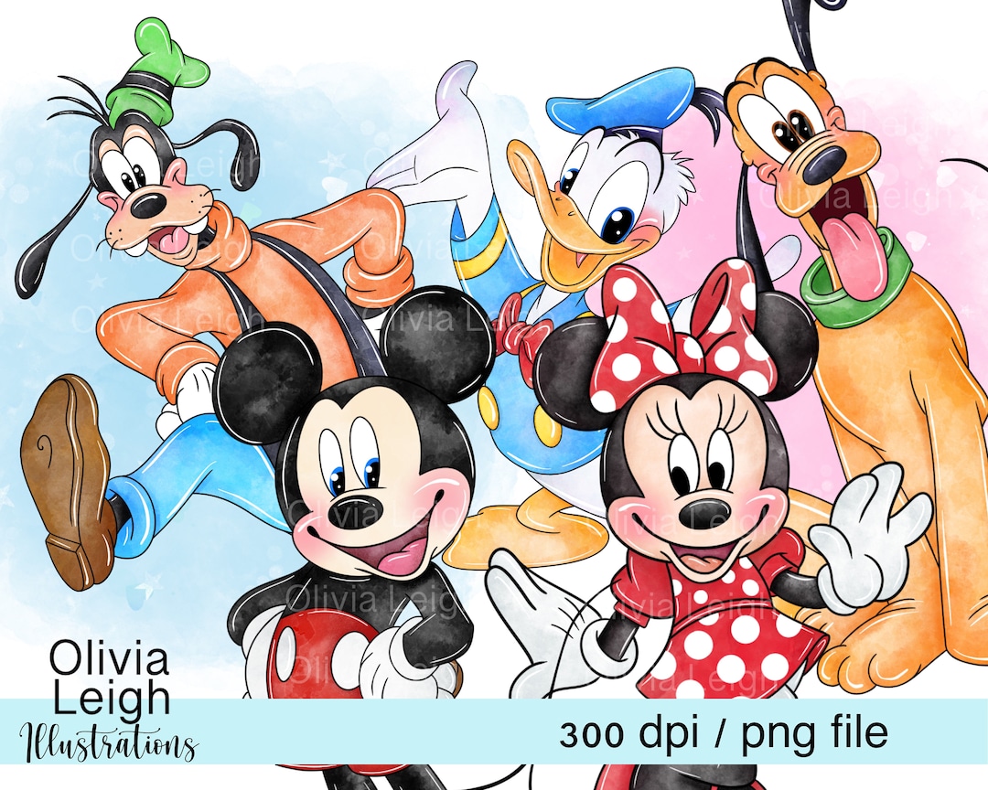 Set of Mickey Mouse and Friends Cute Clipart PNG Files DIGITAL - Etsy