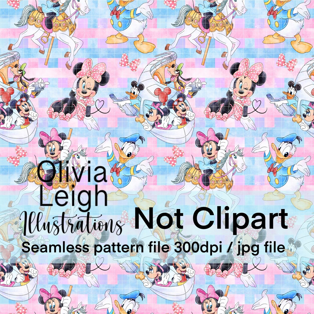 Minnie Mouse and Friends Cute Seamless Repeating Pattern. Digital Paper ...