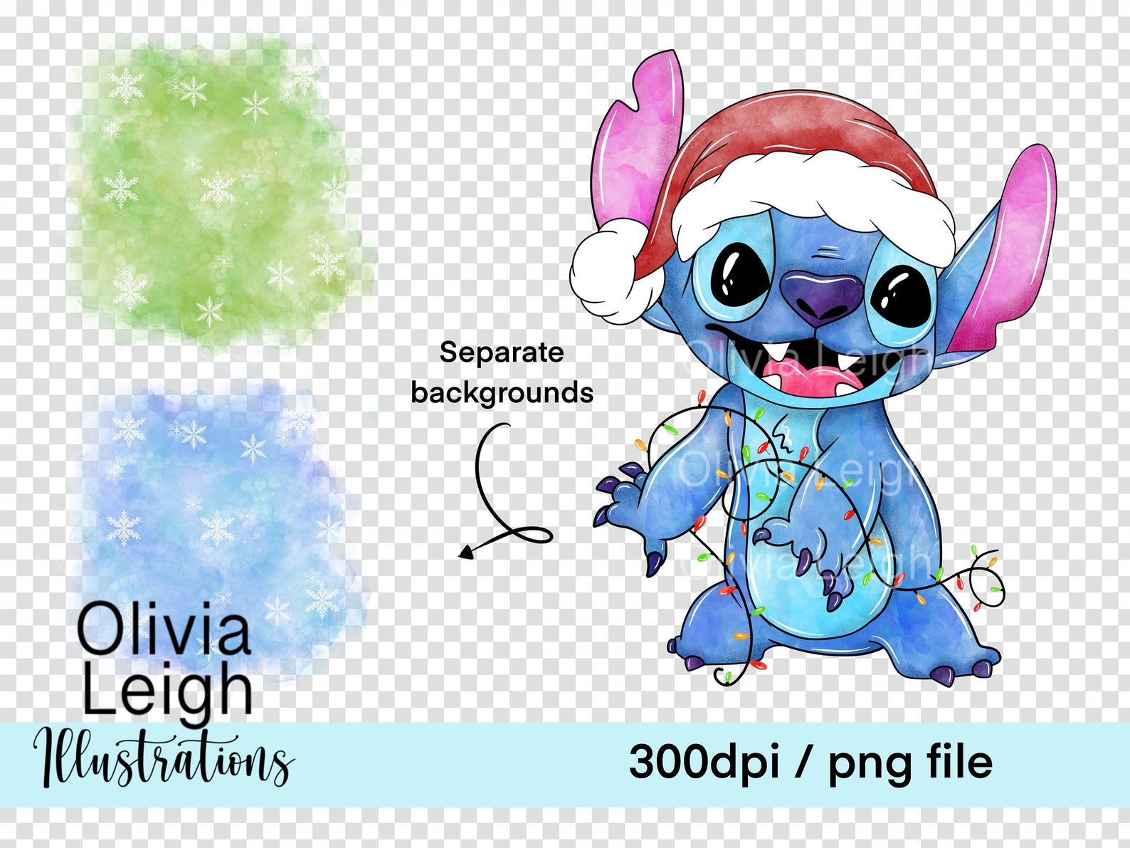 Cute Stitch Christmas Clipart PNG Files DIGITAL DOWNLOAD - Etsy