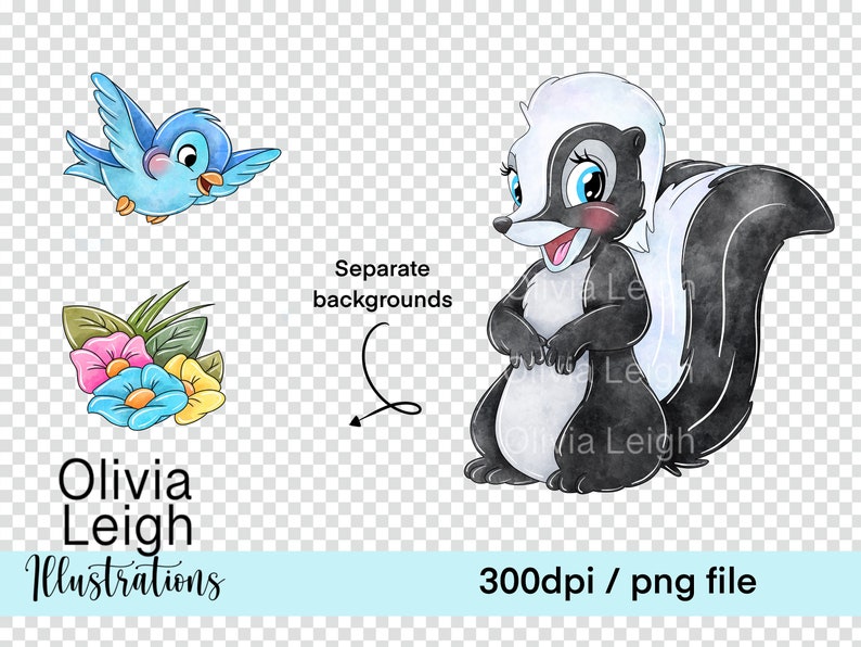 Set of Bambi and Thumper Cute Clipart PNG Files DIGITAL - Etsy