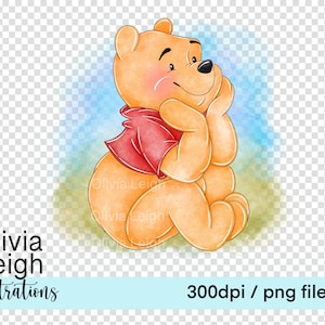 Winnie the Pooh, Pooh Bear Cute Clipart PNG Files DIGITAL DOWNLOAD ...