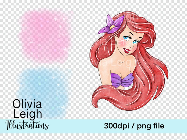 Princess Ariel Cute Clipart PNG Files DIGITAL DOWNLOAD - Etsy