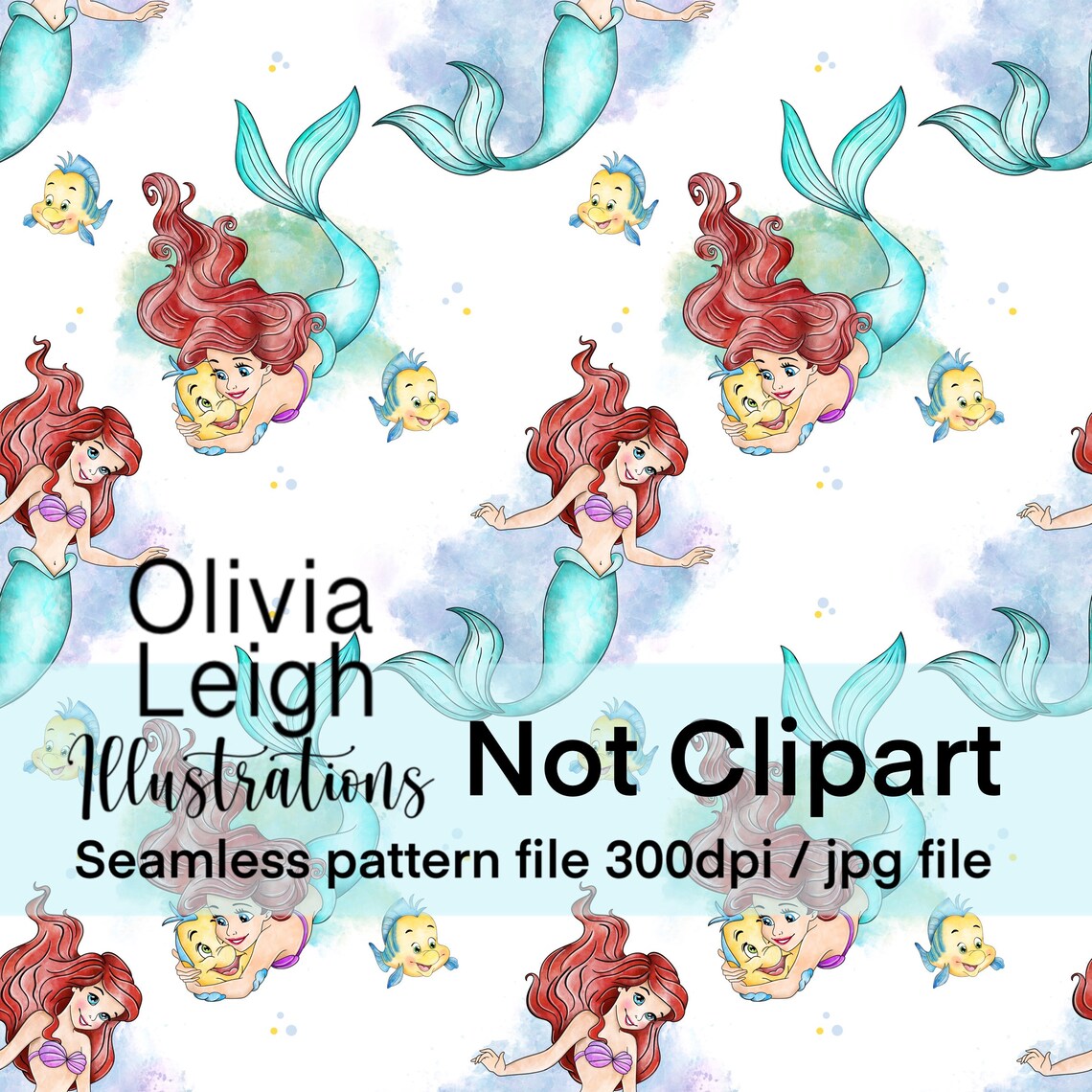 Cute Princess Ariel Seamless Pattern. Digital Paper. DIGITAL - Etsy