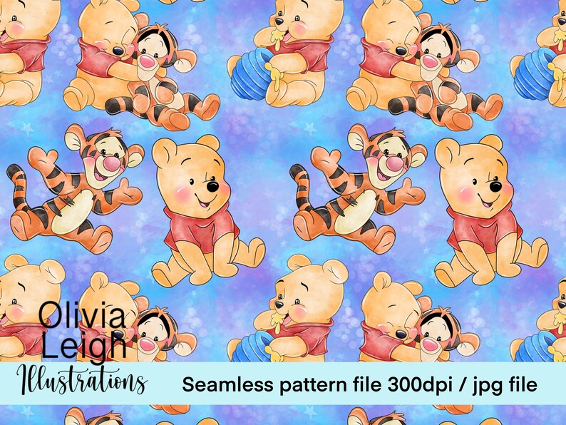 Cute Baby Winnie the Pooh and Tigger Seamless Pattern. Digital - Etsy