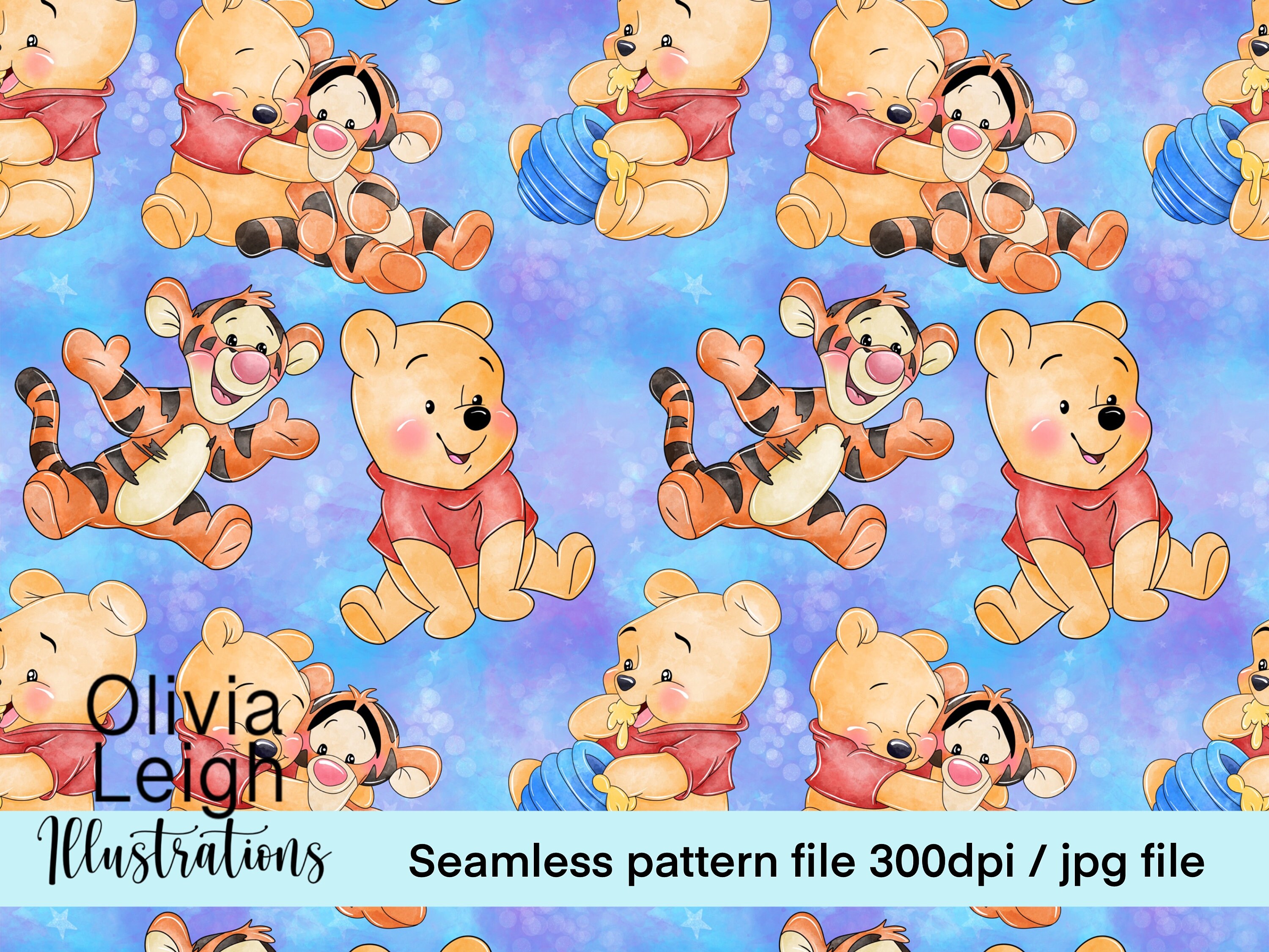 Cute Baby Winnie the Pooh and Tigger Seamless Pattern. Digital - Etsy