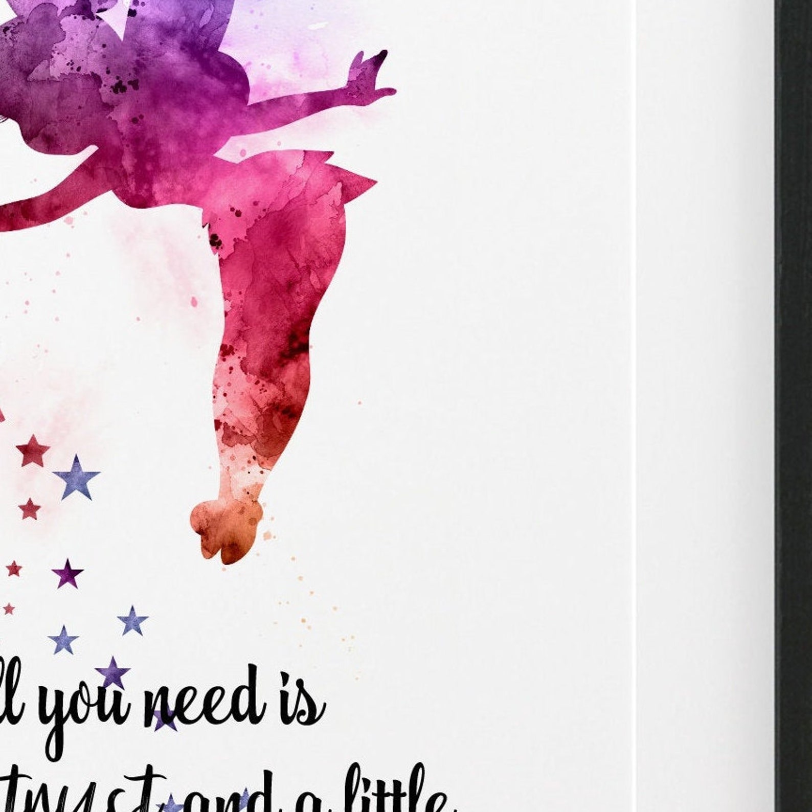Tinkerbell Fairy Tale Watercolour Word Quote Print-wall - Etsy