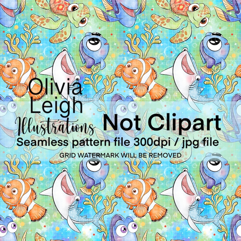 Finding Nemo, Finding Dory, Cute, Seamless Repeat Pattern. Digital ...